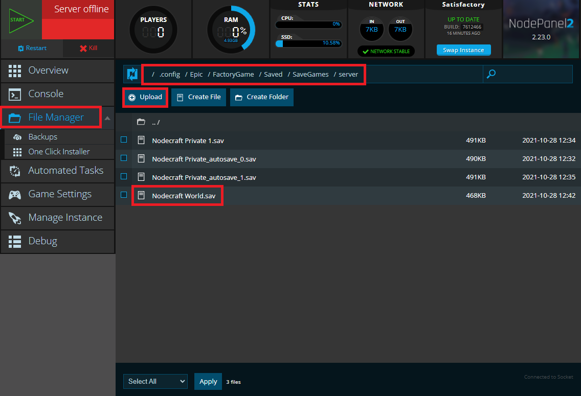 Uploading an Existing World to Your Satisfactory Server | Satisfactory | Knowledgebase Article ...